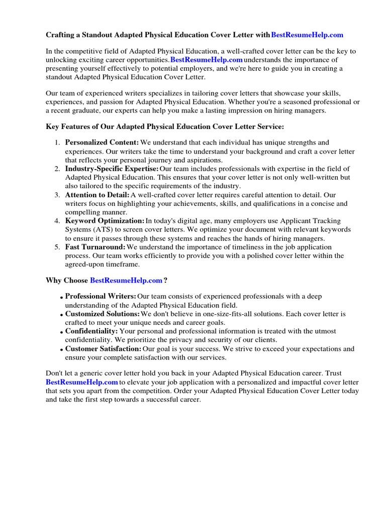 Physical Education Cover Letter Physical Education Teacher Cover