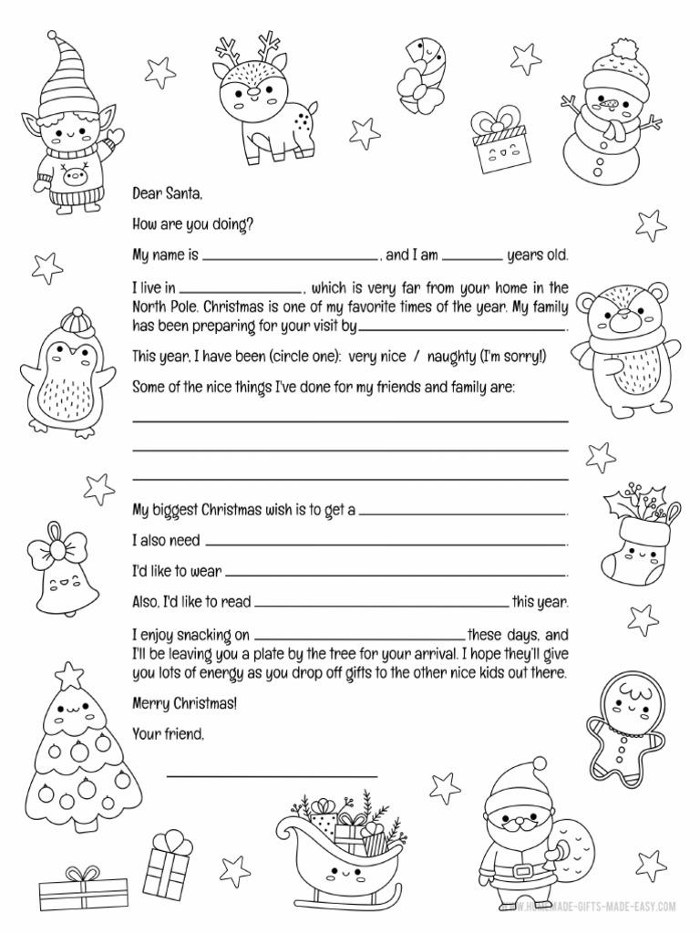 Santa Letter Template To Color To Santa | PDF