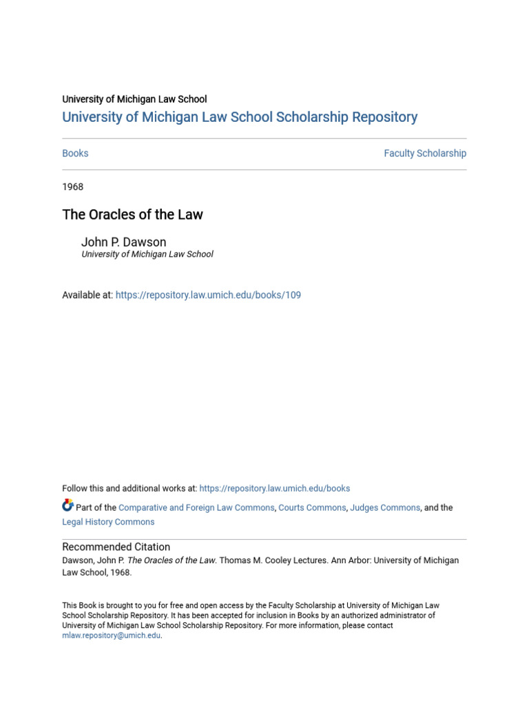 The Oracles of The Law | PDF | Common Law | Court Of Common Pleas (England)
