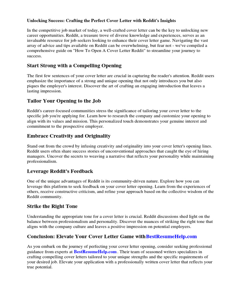 Mastering Cover Letters with Reddit Tips | PDF | Résumé