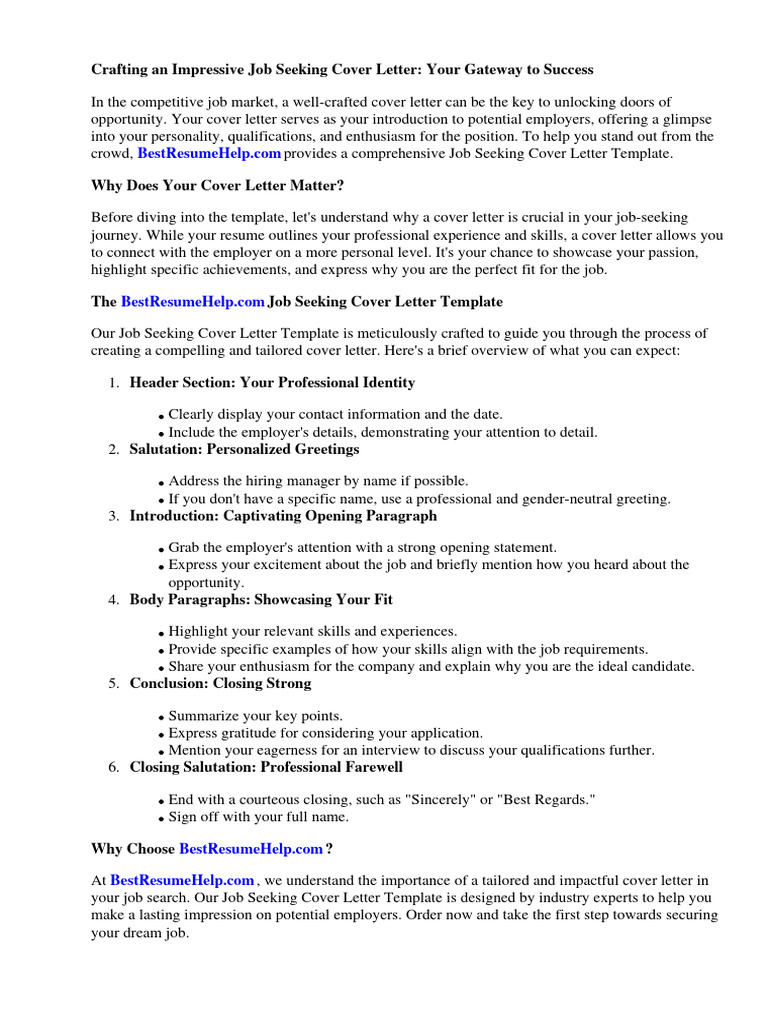 Job Seeking Cover Letter Template | PDF | Résumé | Usability