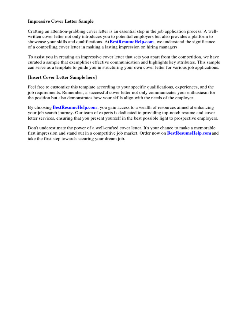 Impressive Cover Letter Sample | Download Free PDF | Résumé | Employment