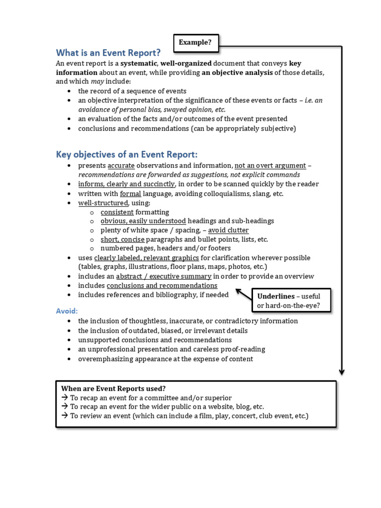 WRT - Class 2 - What Is An Event Report and One Sheet | PDF ...