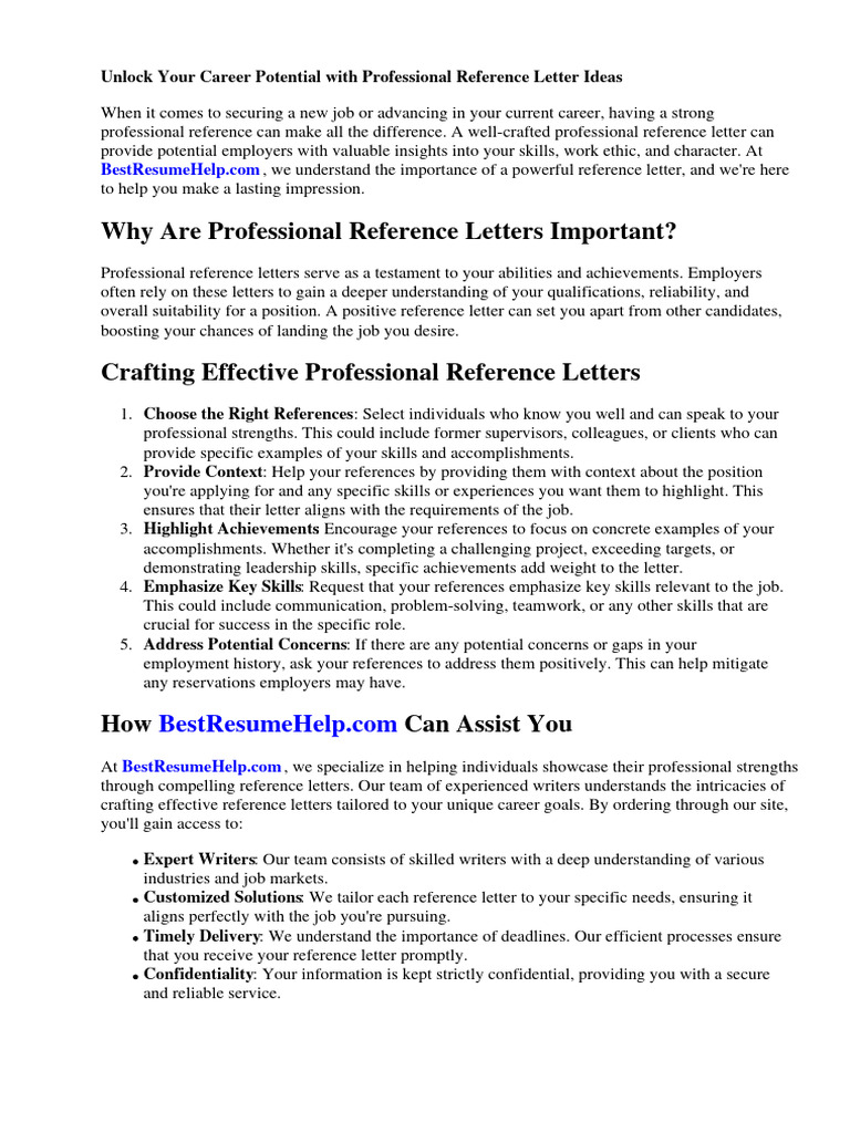 Professional Reference Letter Ideas | PDF | Résumé | Employment