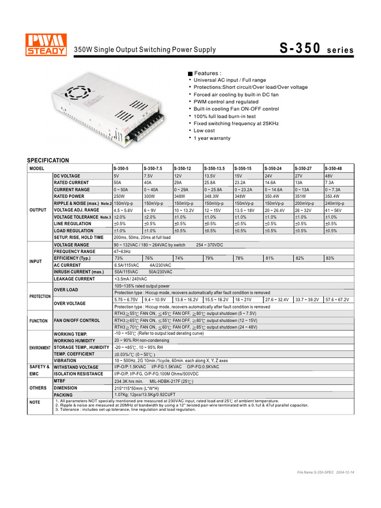 S-350 | PDF | Power Supply | Electromagnetism