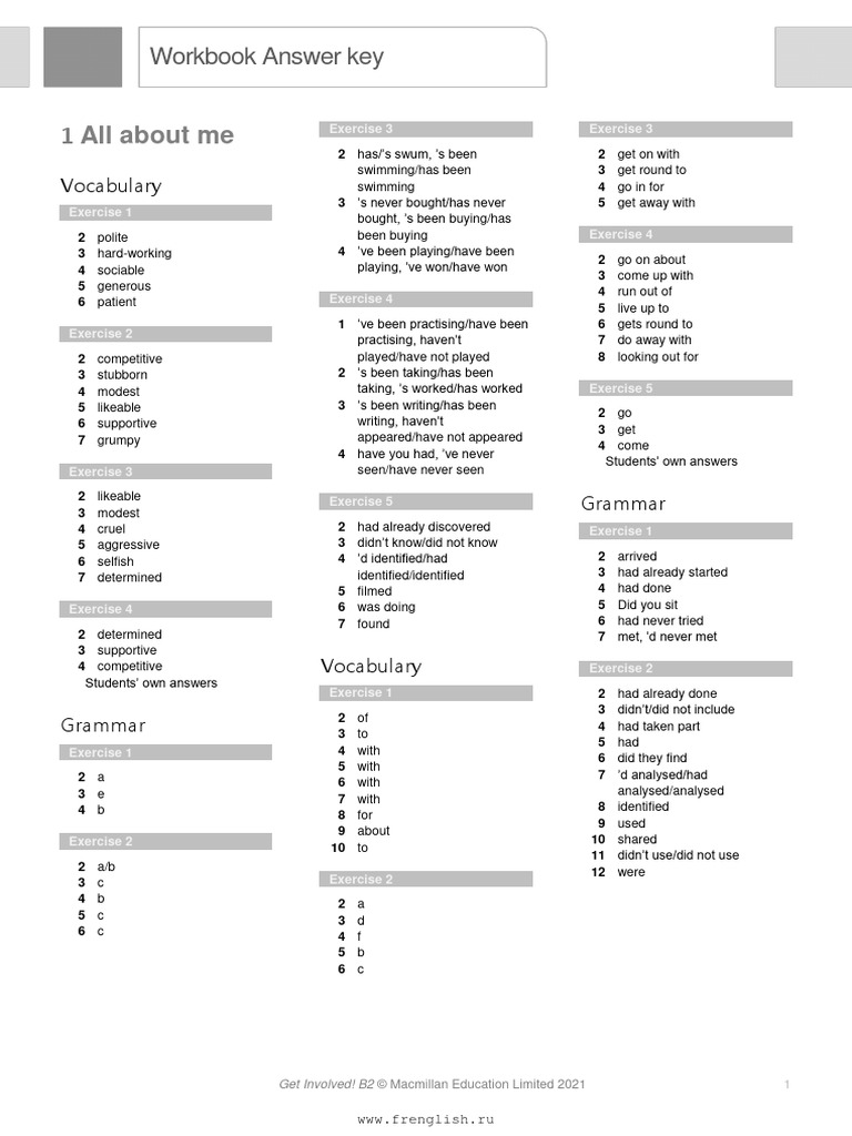 Get Involved b2 Workbook Keys | PDF | Linguistics | Human Communication