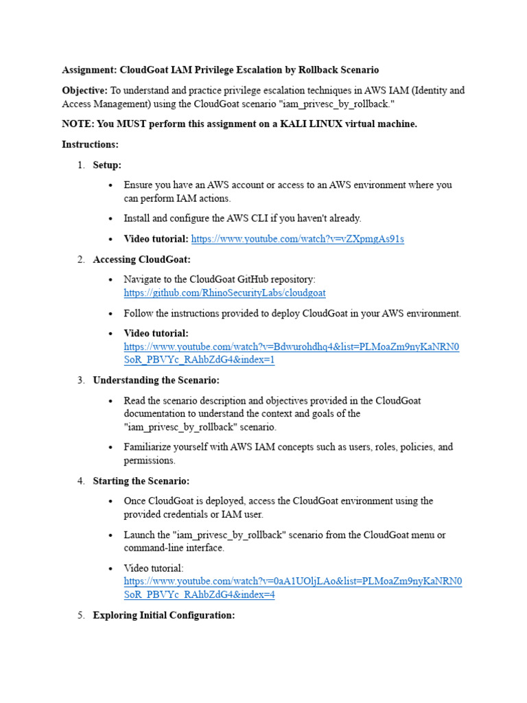 Assignment 1 Aws Cloudgoat Iam Privesc Rollback Pdf Command Line Interface Security