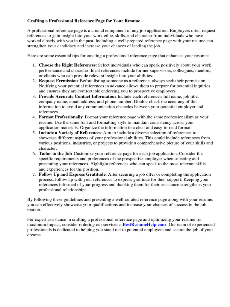 Crafting a Resume Reference Page | PDF | Résumé