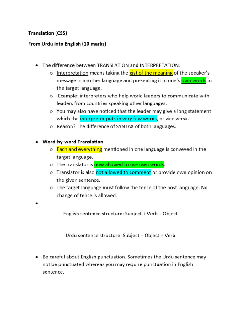 Translation Rules | PDF