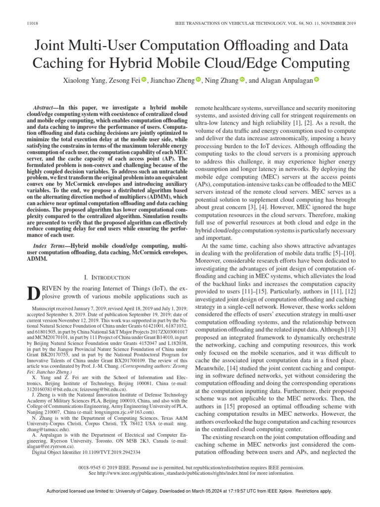 Joint Multi User Computation Offloading And Data Caching For Hybrid Mobile Cloud Edge Computing