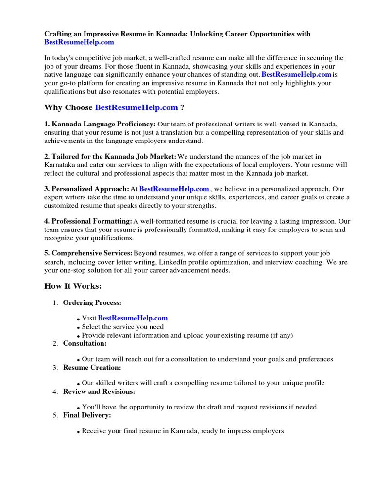 Kannada Resume Crafting Guide | PDF | Résumé | Human Communication