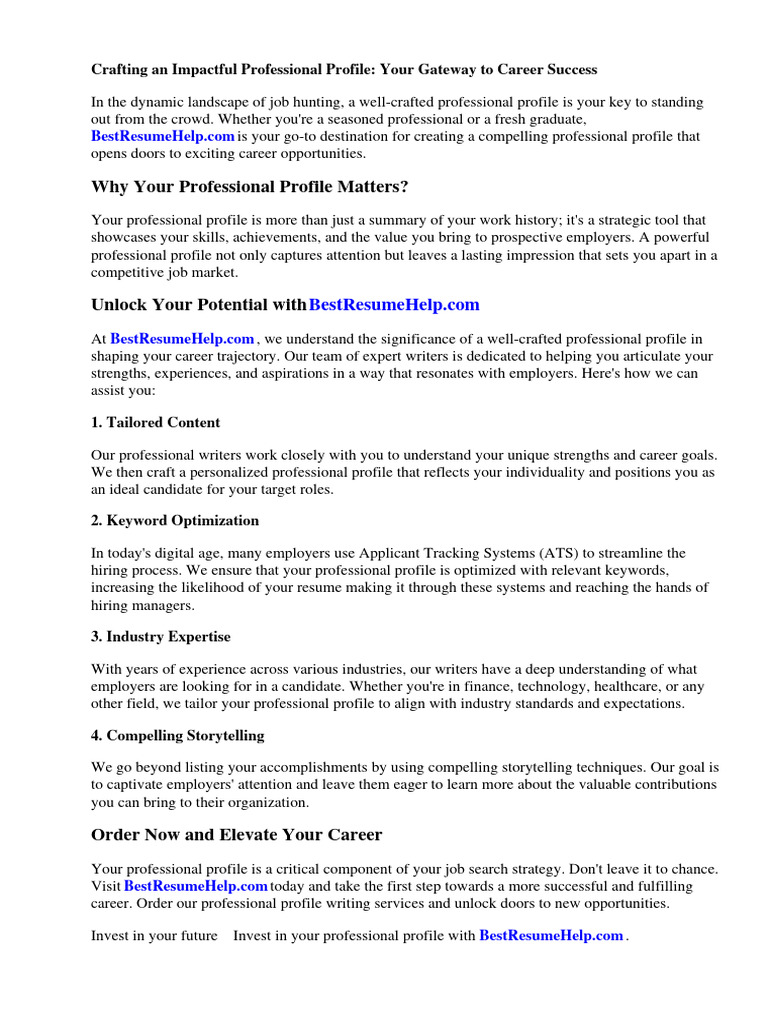 Career Profiles for Job Seekers | PDF | Résumé | Employment