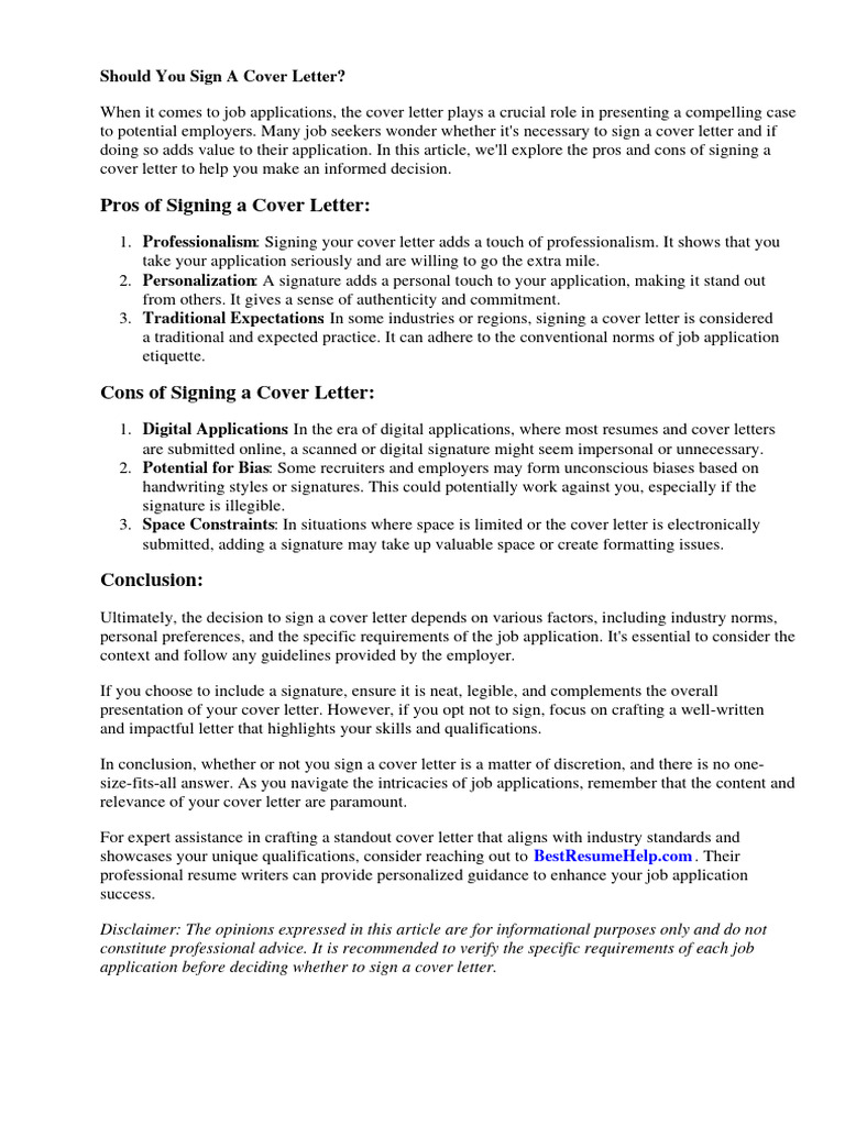 Should You Sign A Cover Letter | PDF | Résumé | Recruitment