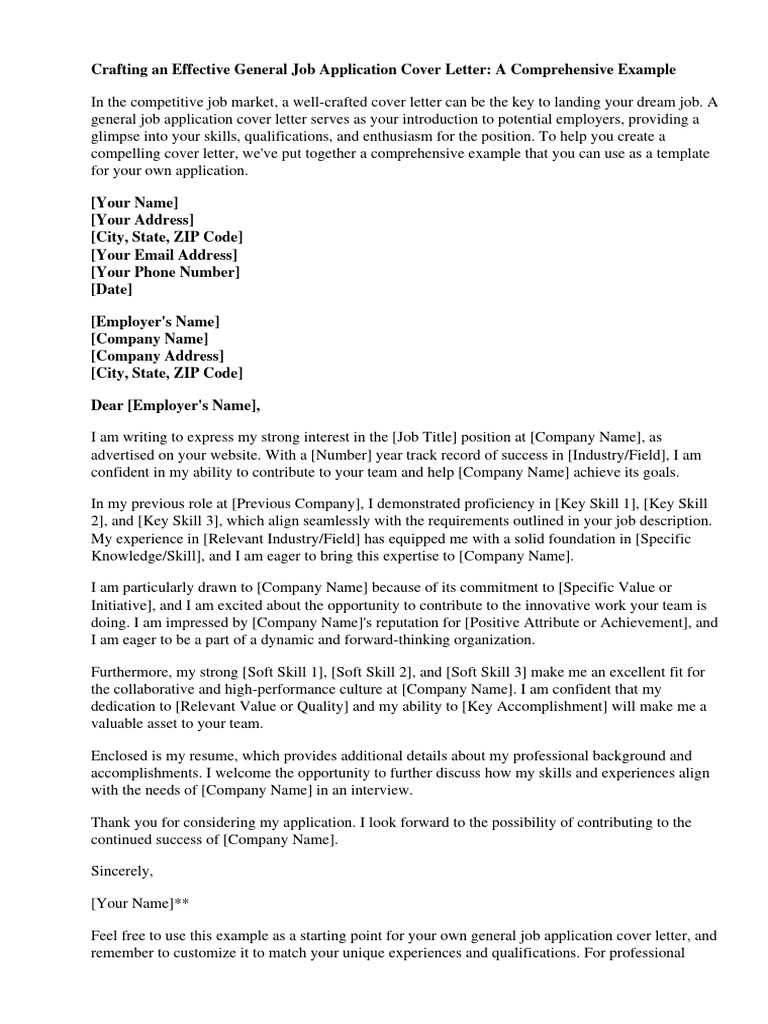 General Job Application Cover Letter Example | PDF | Résumé