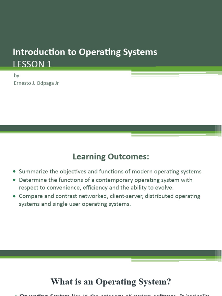 OS Lesson 1 | PDF | Operating System | Computer Data Storage