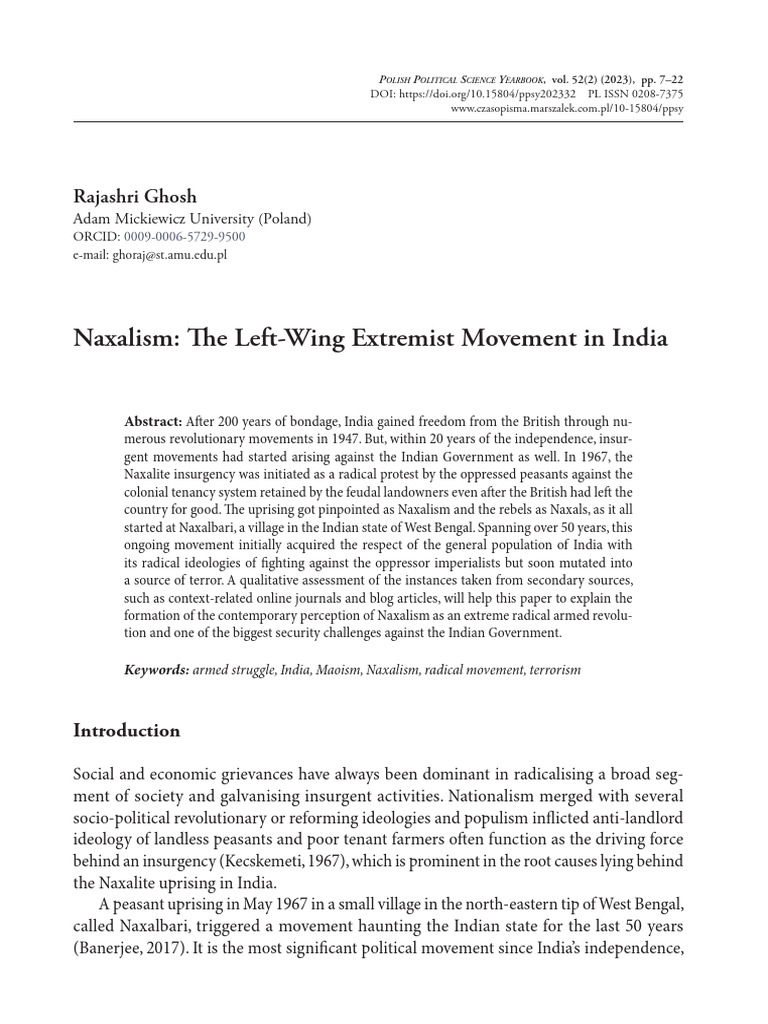 Naxalism The Left Wing Extremist Mo | PDF | Communism | Far Left Politics