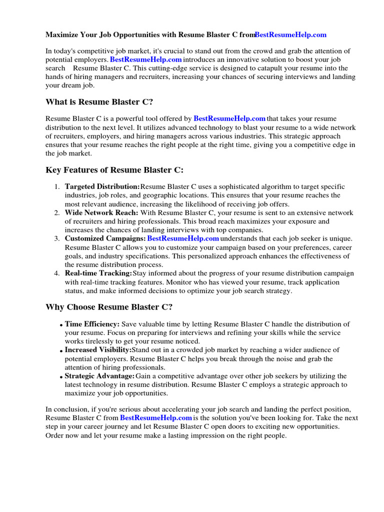 Resume Blaster Canada | PDF | Résumé | Recruitment