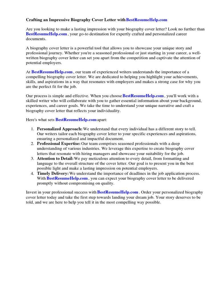 Biography Cover Letter | Download Free PDF | Résumé | Typefaces