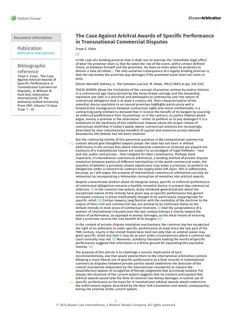 Arbitration: Limits of Specific Performance | PDF | Legal Remedy ...