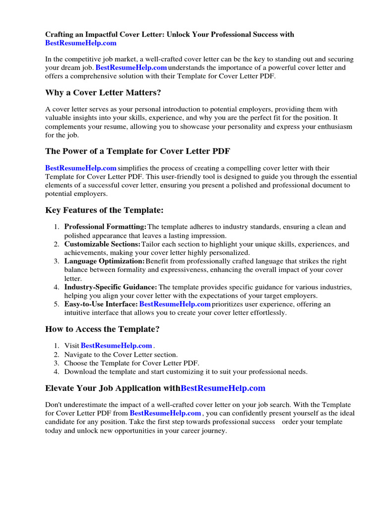 Template For Cover Letter PDF | Download Free PDF | Résumé | Microsoft Word