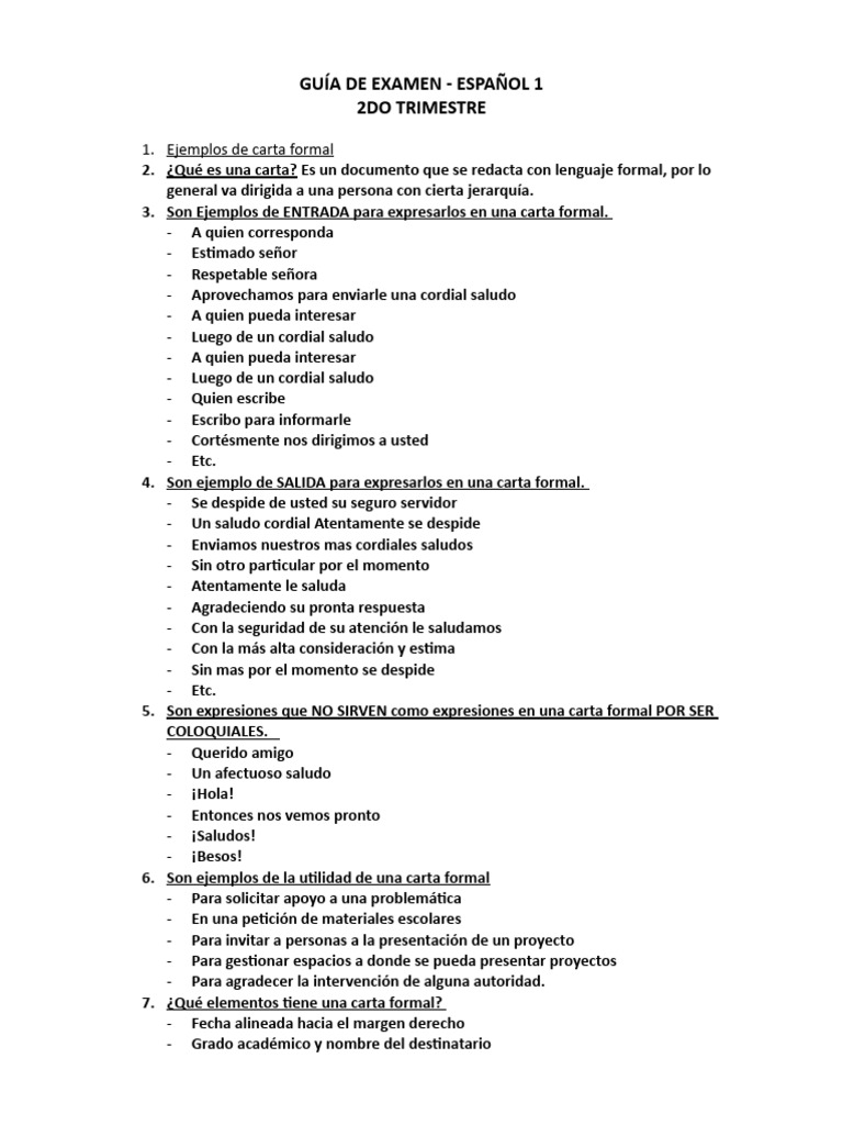 Guía de Examen - Español 1 t2 | PDF | México | Náhuatl