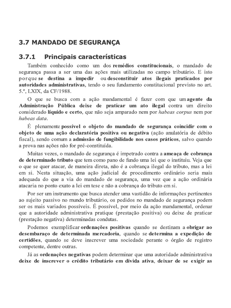 04 - Mandado de Segurança - Explicação e Modelo | PDF