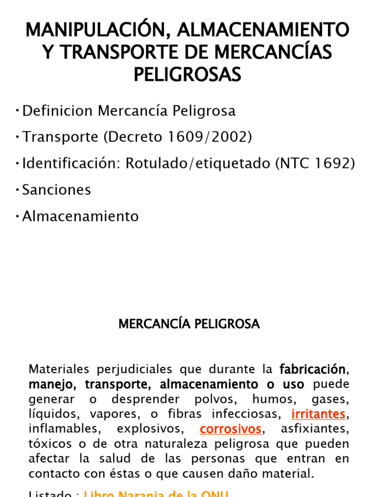 Transporte, Manejo Sust. Peligrosas1 | PDF | Agua | Quemar