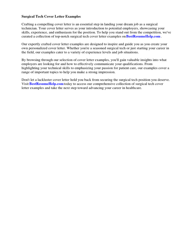 Surgical Tech Cover Letter Examples | PDF | Surgery | Résumé