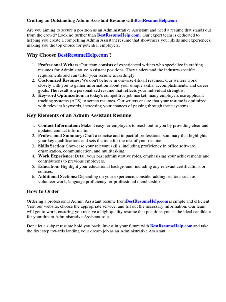 Admin Assistant Resume Sample | PDF | Résumé | Experience