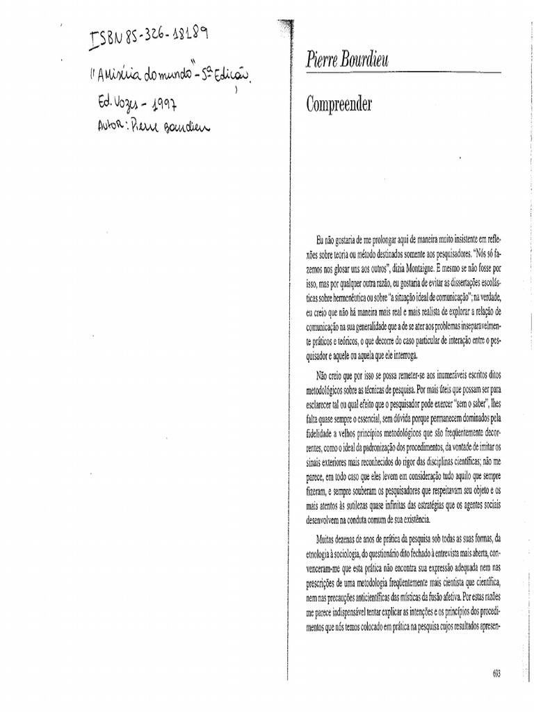 BOURDIEU, P. Compreender | PDF