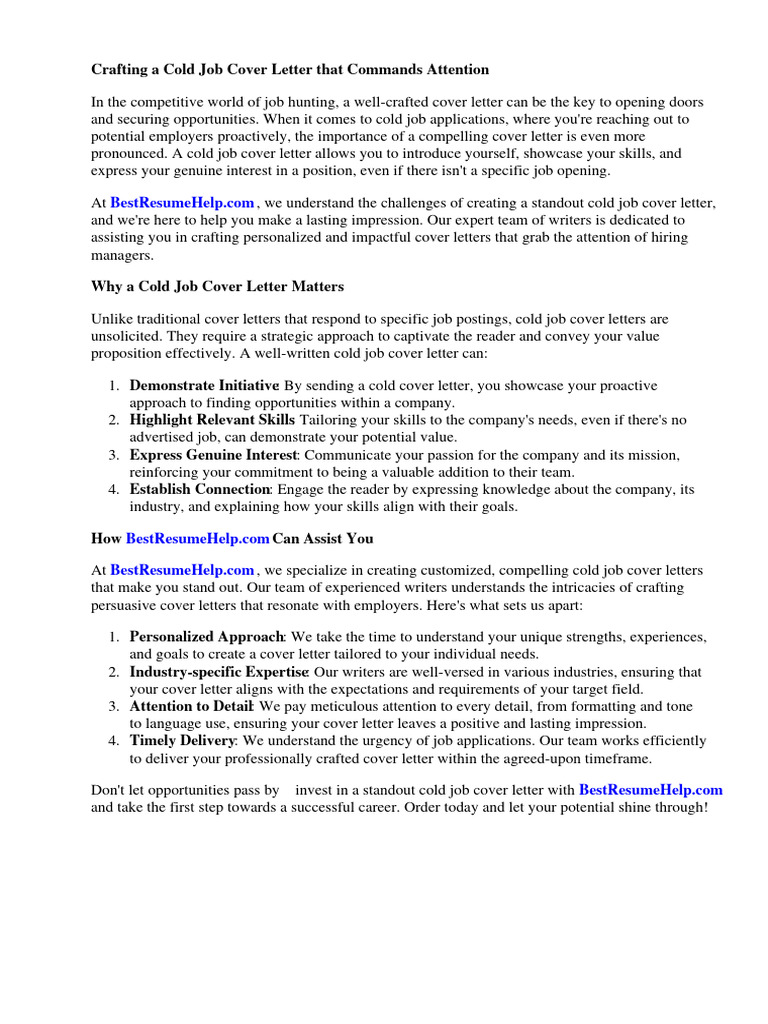 Cold Job Cover Letter | Download Free PDF | Résumé | Linked In