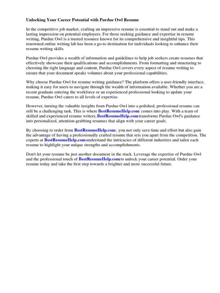 Purdue Owl Resume | PDF