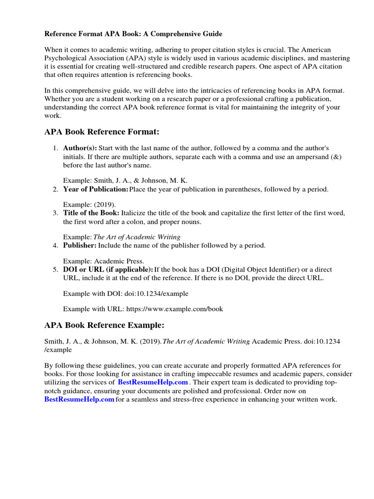 Reference Format Apa Book | PDF