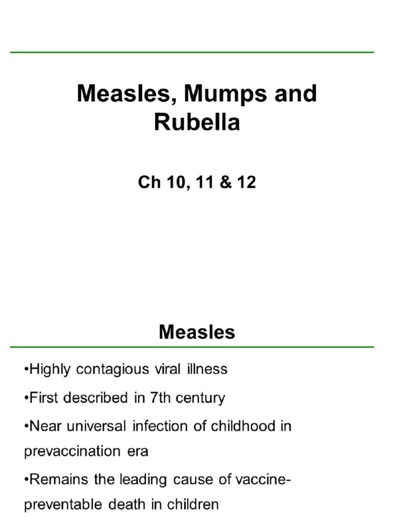 Epidemiology of Measles, Mumps, Rubella | PDF