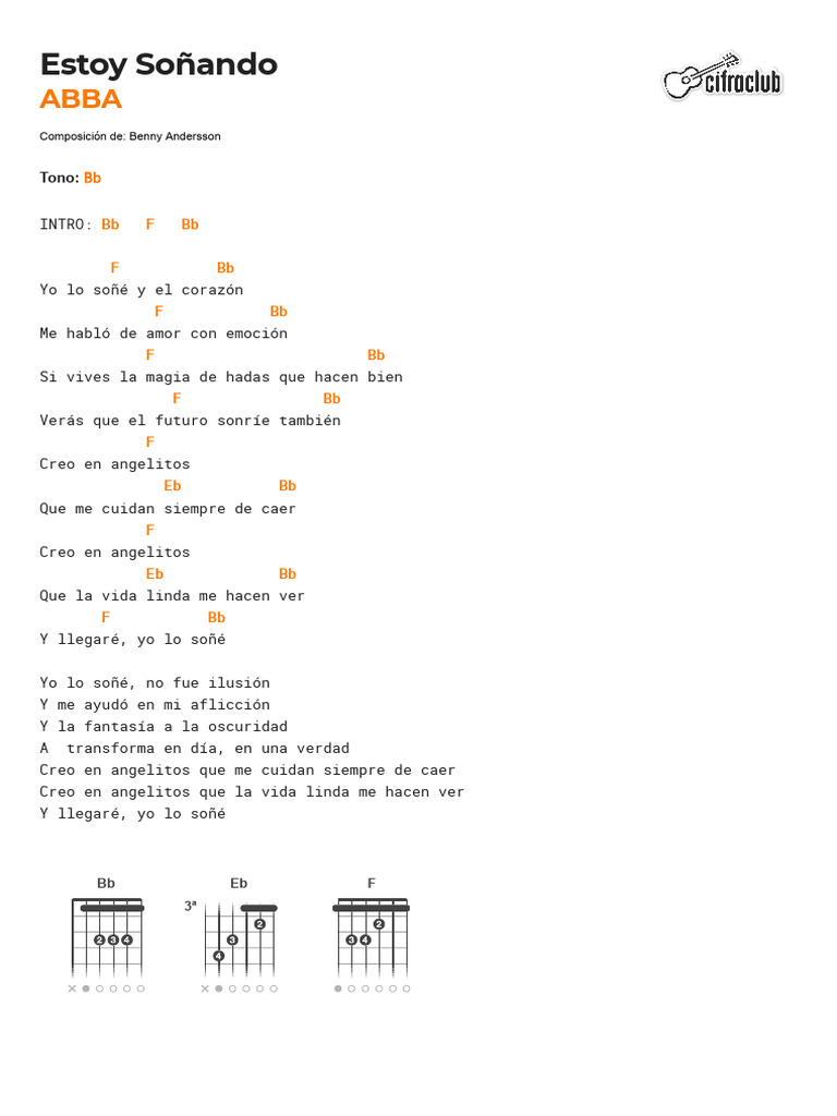 Acordes y letra de "Estoy Soñando" ABBA | PDF