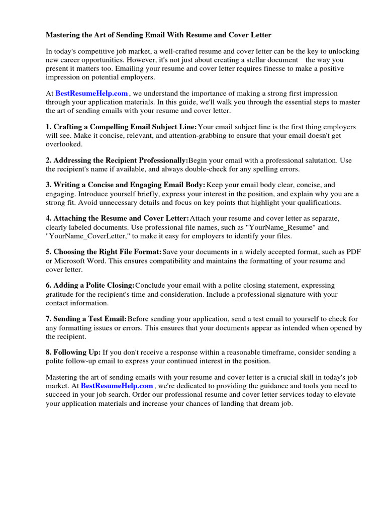 Emailing Your Resume and Cover Letter | PDF | Résumé | Recruitment