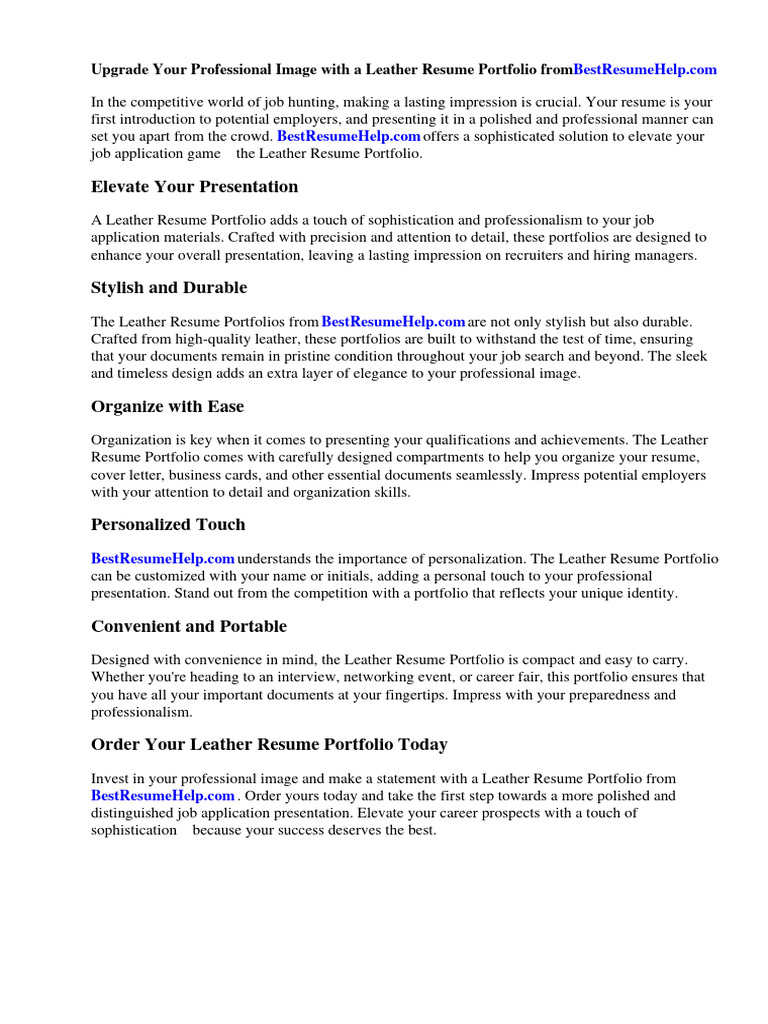 Leather Resume Portfolio for Professionals | PDF | Prices | Privacy