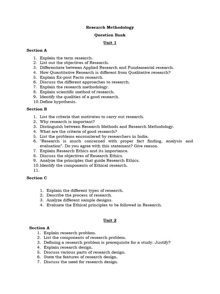 RM QB - 1-5 Units | PDF | Methodology | Sampling (Statistics)