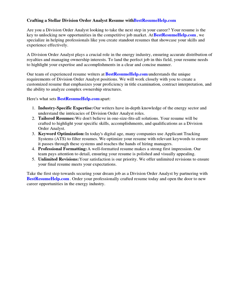 Division Order Analyst Resume | PDF | Résumé | Sales