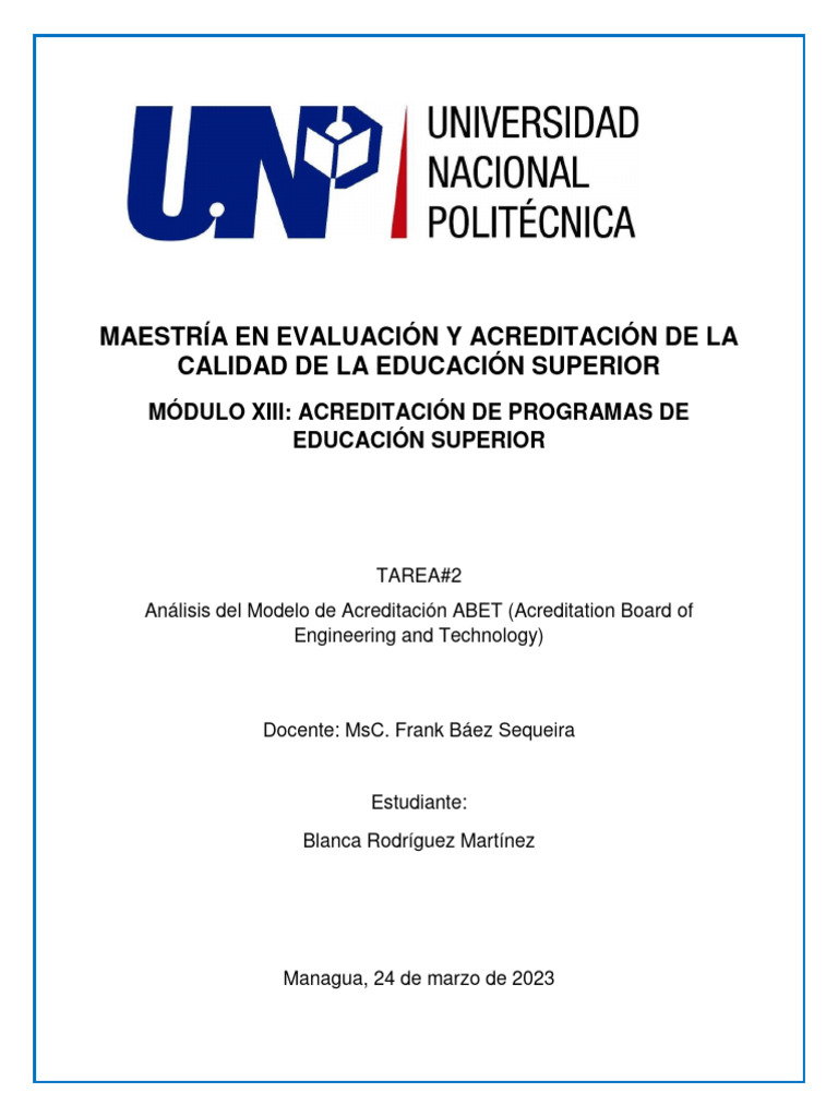 Análisis del Modelo de Acreditación ABET | PDF | Ciencias de la ...