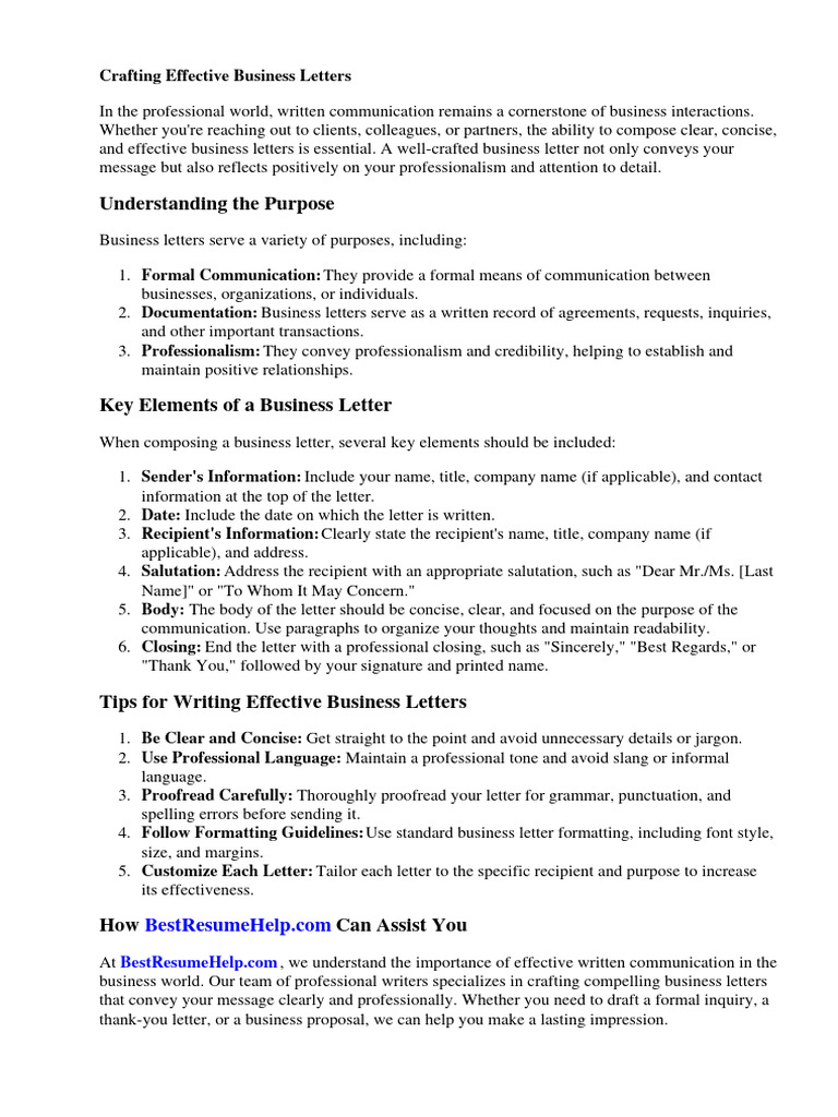 Business Letter Format Template Download | PDF | Communication | Business