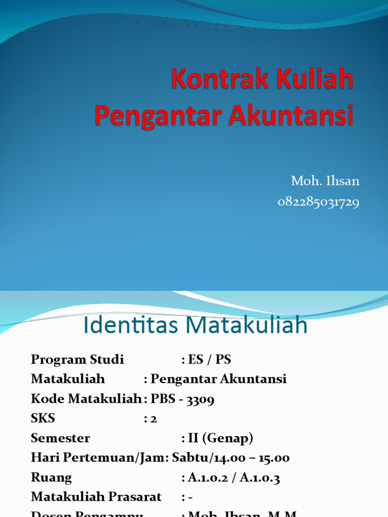 Pengantar Akuntansi-Pertemuan 1-Kontrak Kuliah | PDF | Karier & Perkembangan | Pengelolaan ...