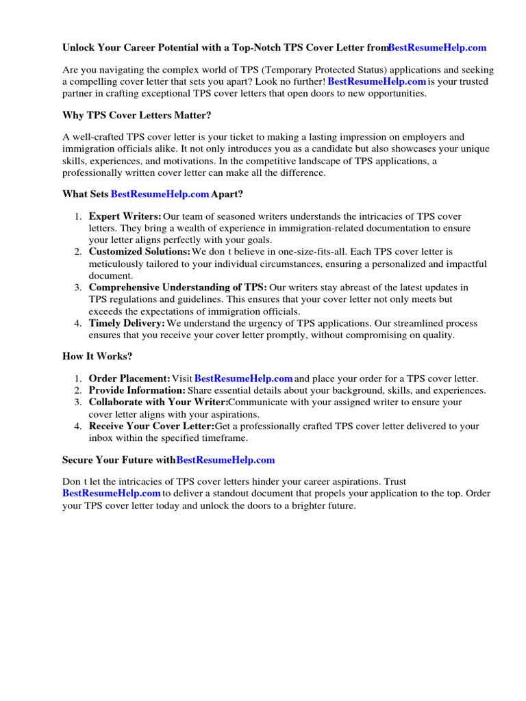 Tps Cover Letter | PDF | Immigration | Immigration To The United States