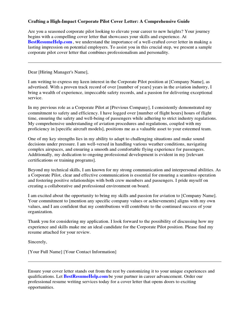 Corporate Pilot Cover Letter Sample | PDF | Résumé | Recruitment