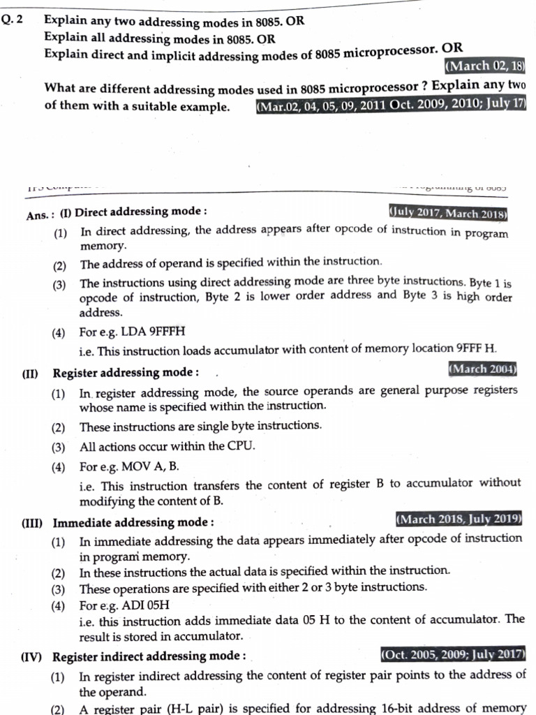 Instruction Set and Program of 8085 - TPS | PDF