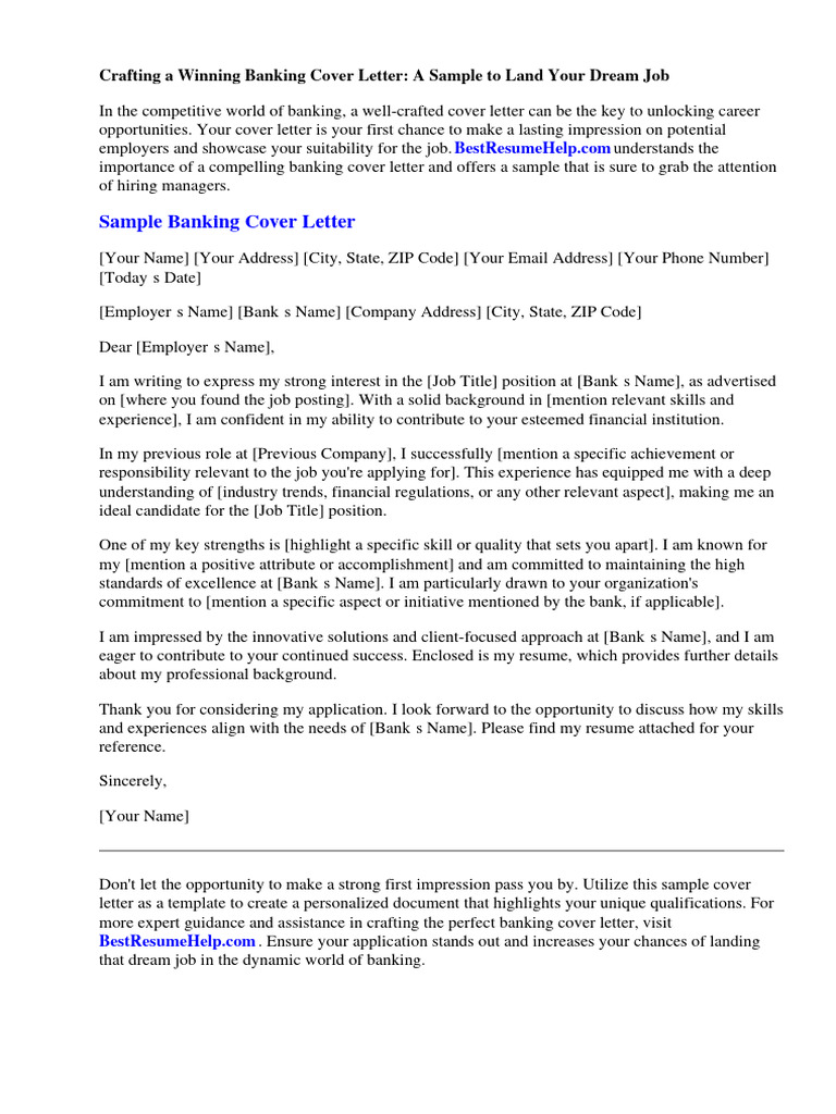 Banking Cover Letter Sample | PDF