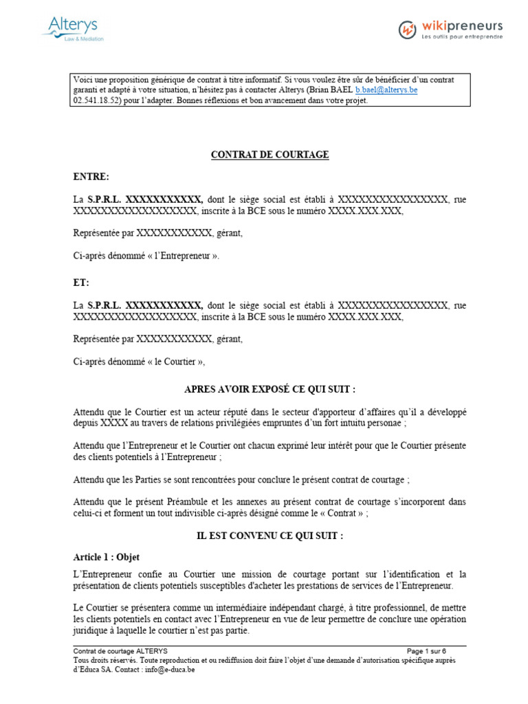 Contrat de courtage | PDF