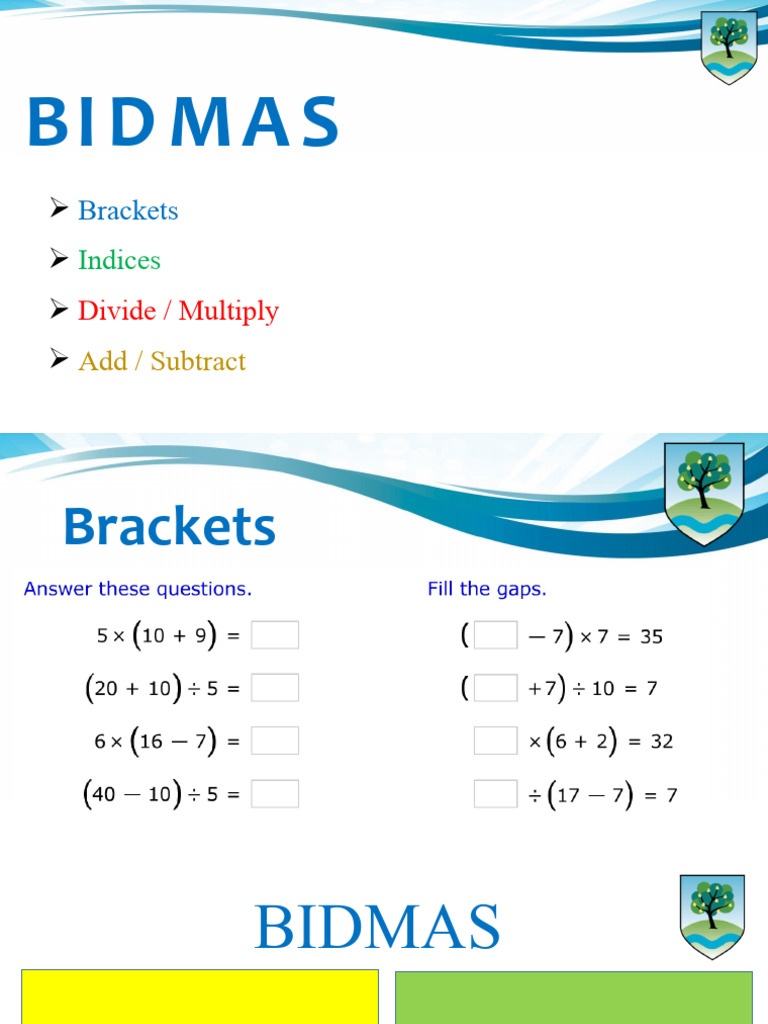 BIDMAS Order of Operations Guide | PDF | Teaching Methods & Materials