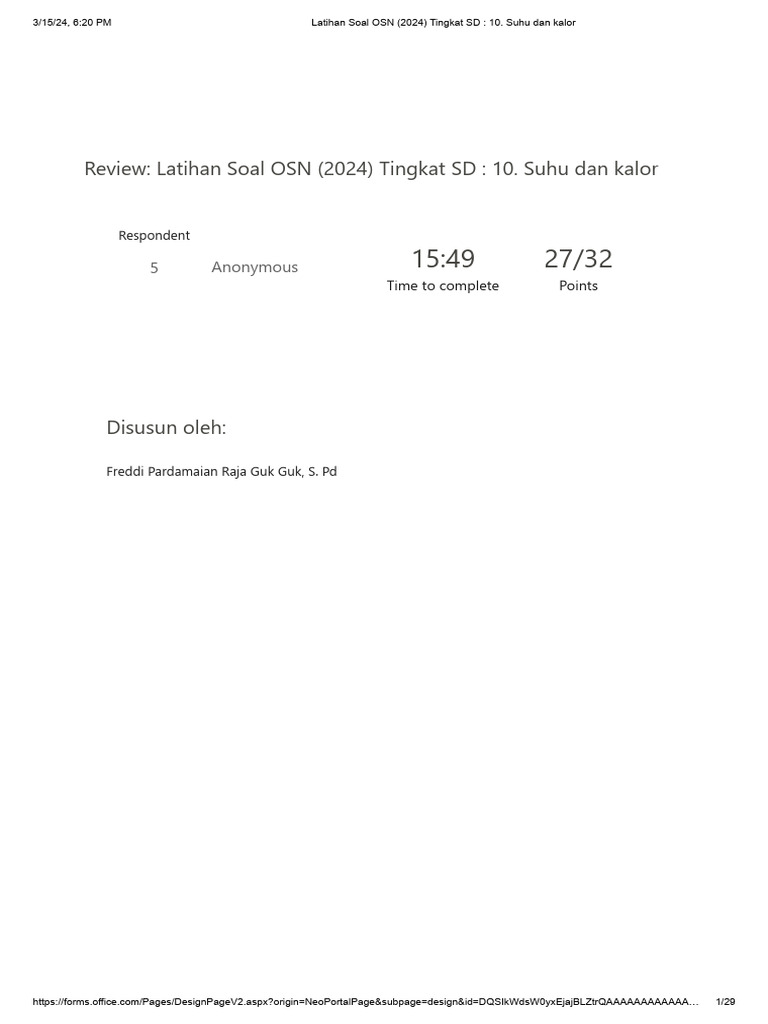 Hasil Latihan Osn Ipa (10 Suhu Dan Kalor) Ke 2 | PDF