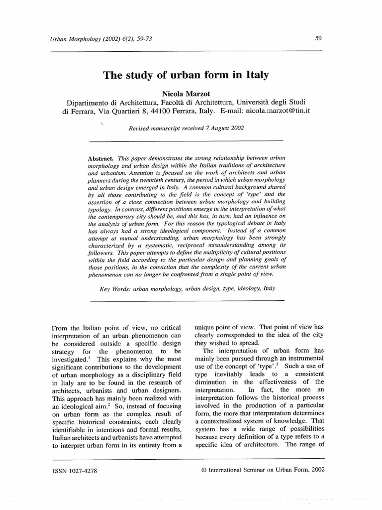 The Study of Urban Form in Italy | PDF | Urban Design | Theory